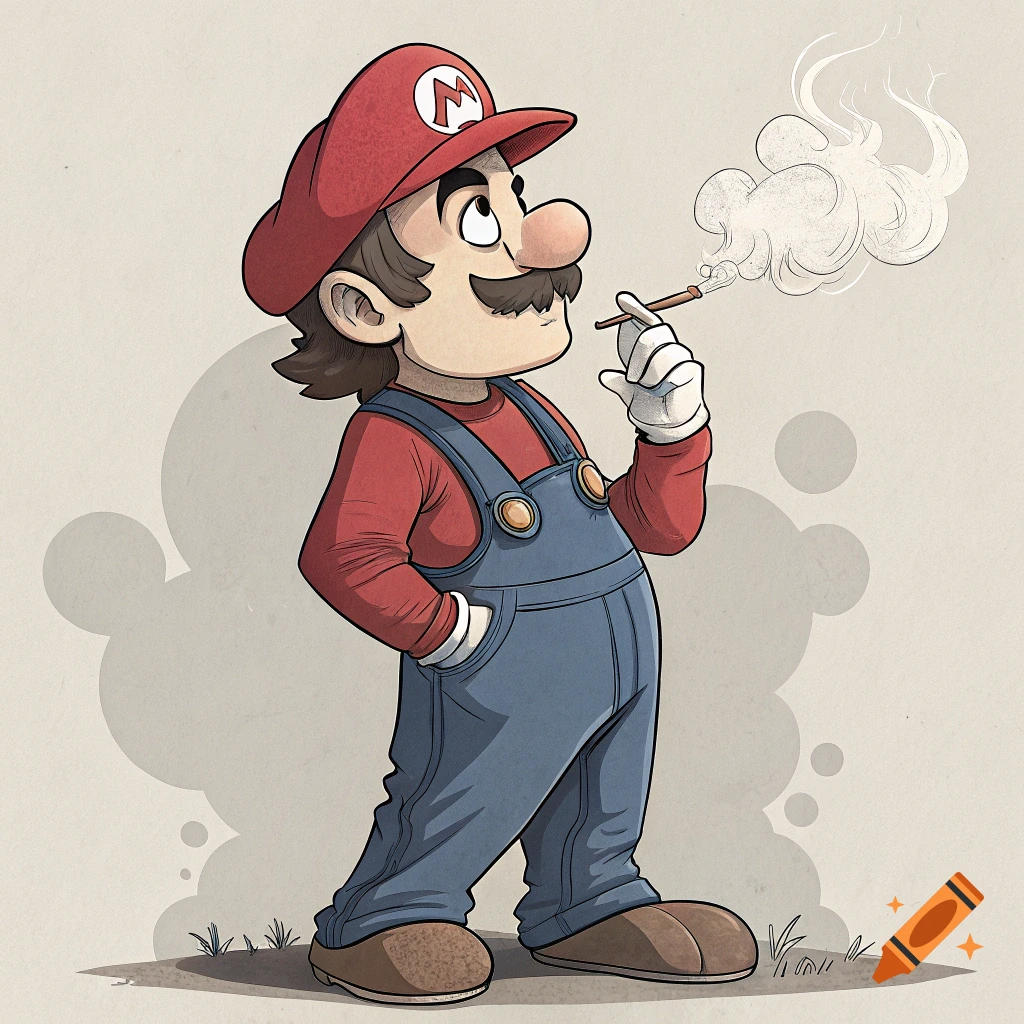 Mario smoking on Craiyon