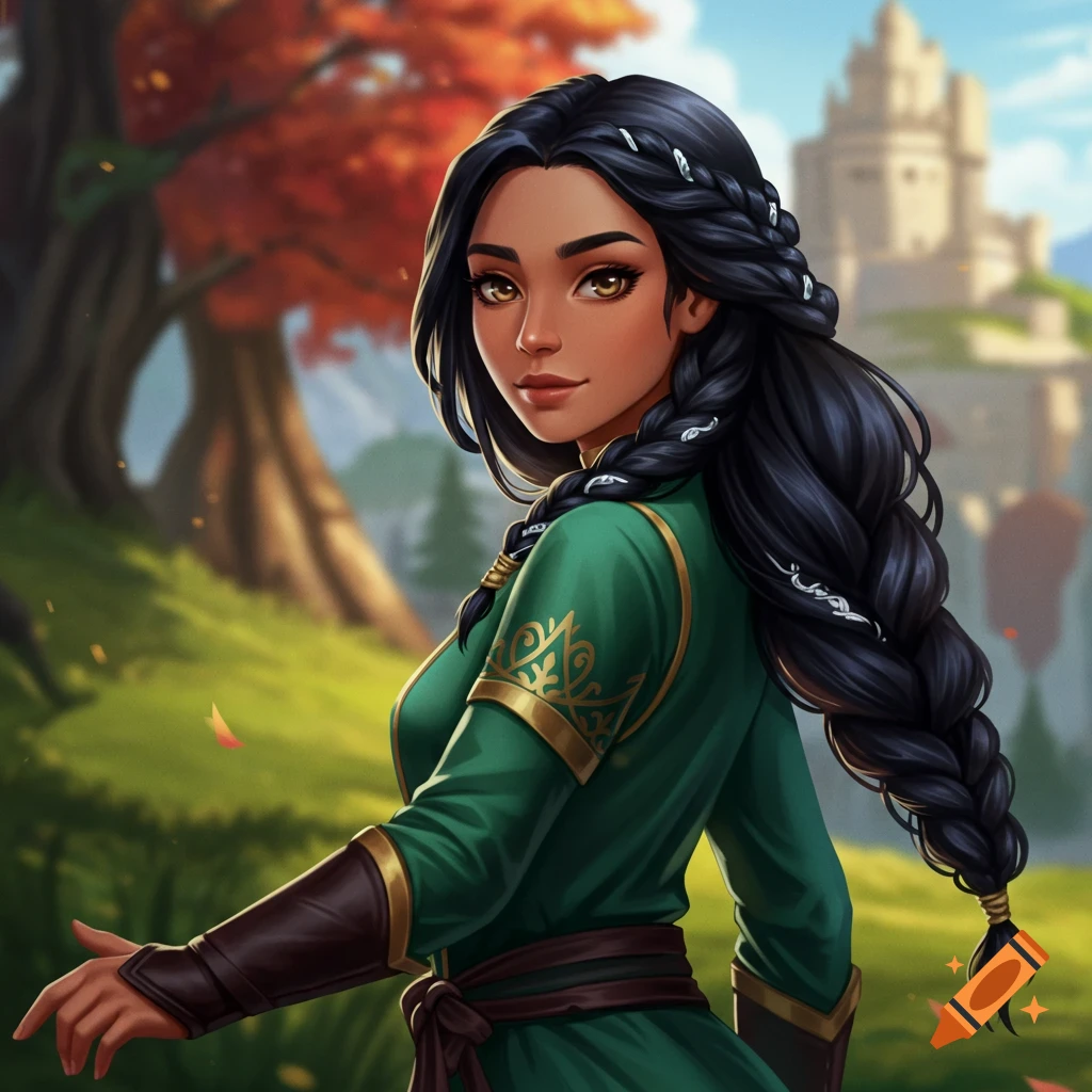 Girl with long black hair, tan skin, hazel eyes as a video game ...