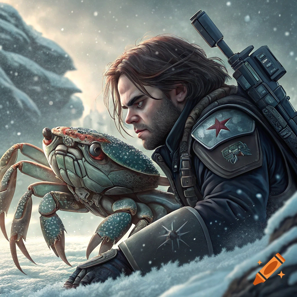 The Winter Soldier (Sebastian Stan) as a crab. on Craiyon