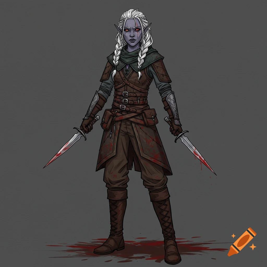Female Drow rogue assassin with daggers on Craiyon