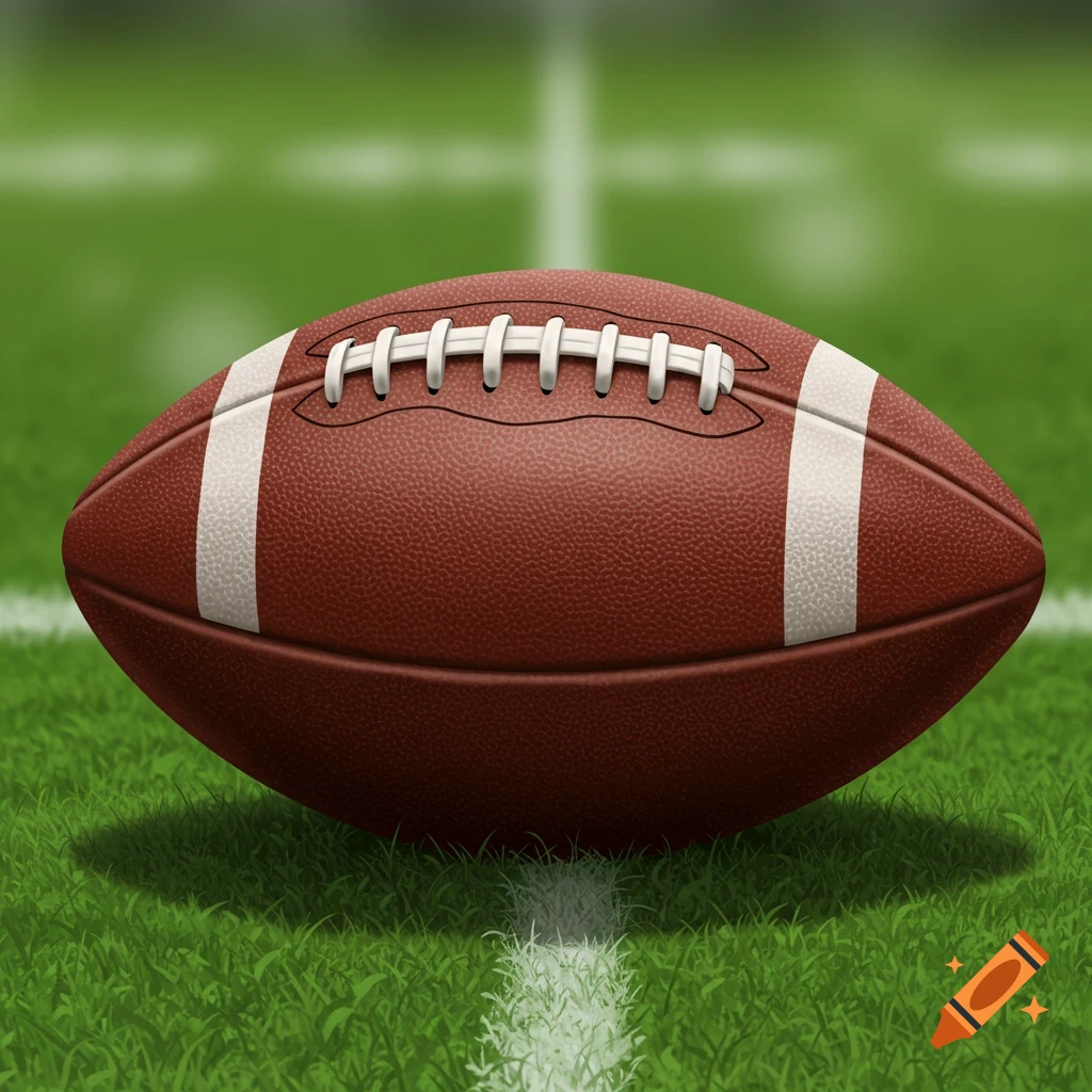 A shield-shaped football logo with red and white stripes, a football ...