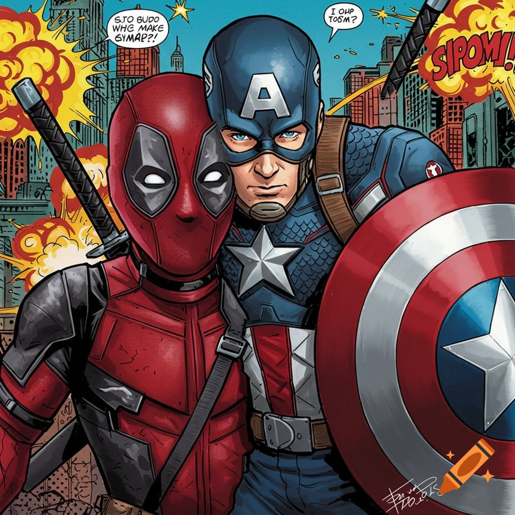 Captain America fused with Deadpool on Craiyon