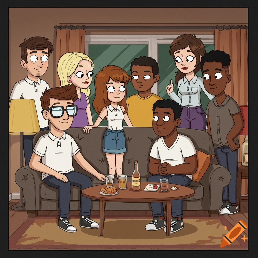 Cartoon scene of a man and woman at a hibachi grill in a restaurant. on ...