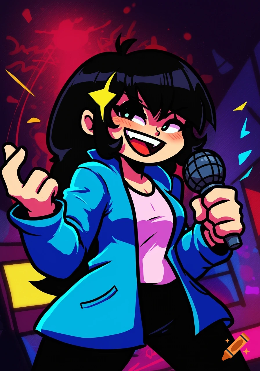 Gender-swapped Boyfriend from Friday Night Funkin' on Craiyon