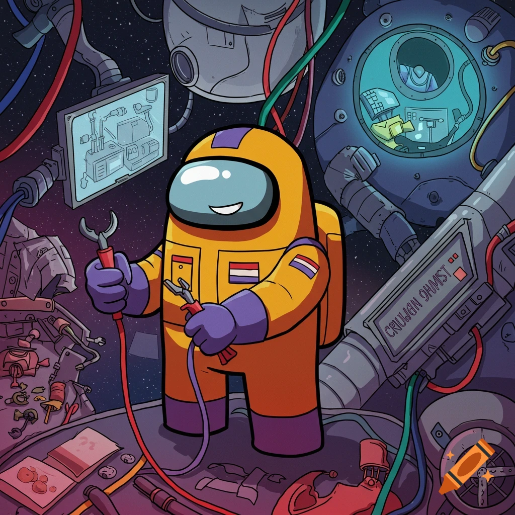 Illustration of pink Among Us character with wings over defeated red ...