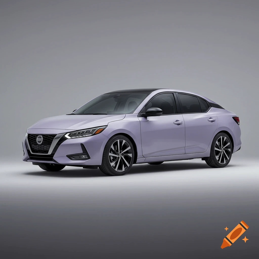 A photorealistic red Nissan Ariya SUV with a black roof and black rims ...