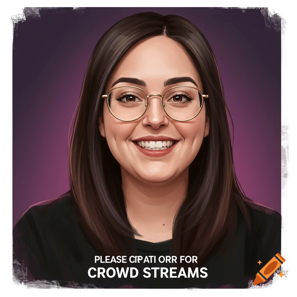 Twitch avatar of a smiling, plus-sized, pale, 35 year old woman with ...