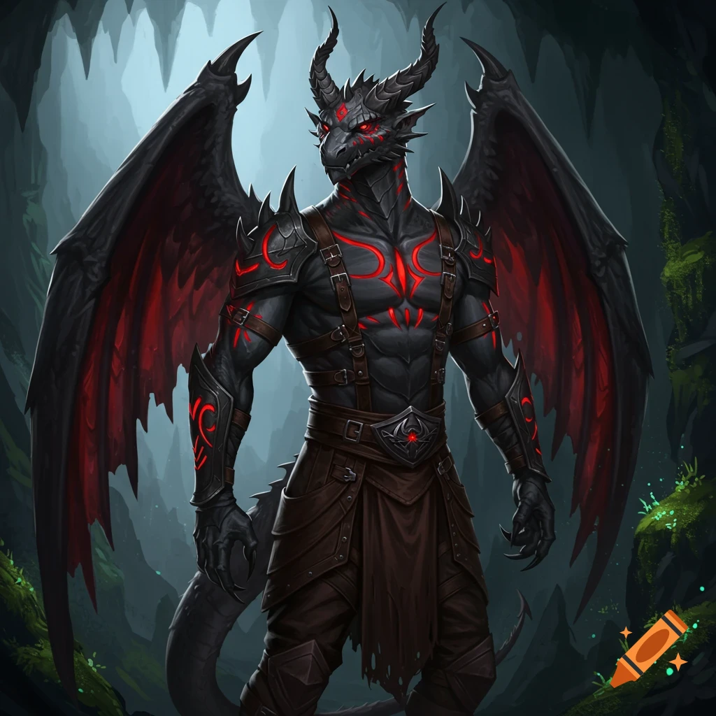 Schwarzer Drache Humanoid