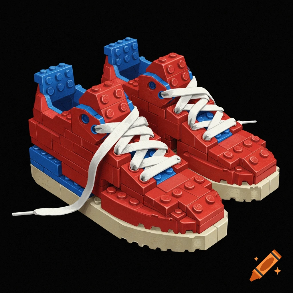 Shoes made out of Lego bricks on Craiyon