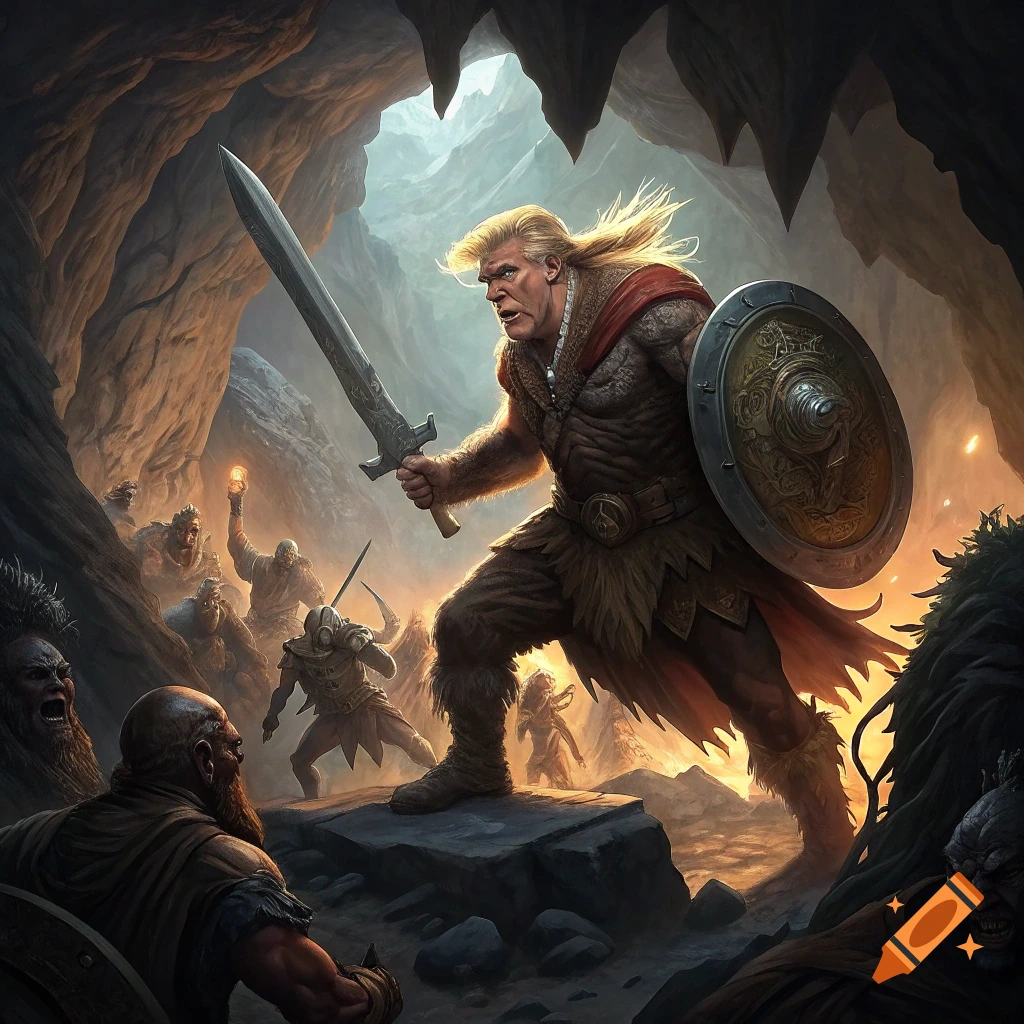 Donald Trump as a giant Barbarian fighting monsters in a Dungeons and ...