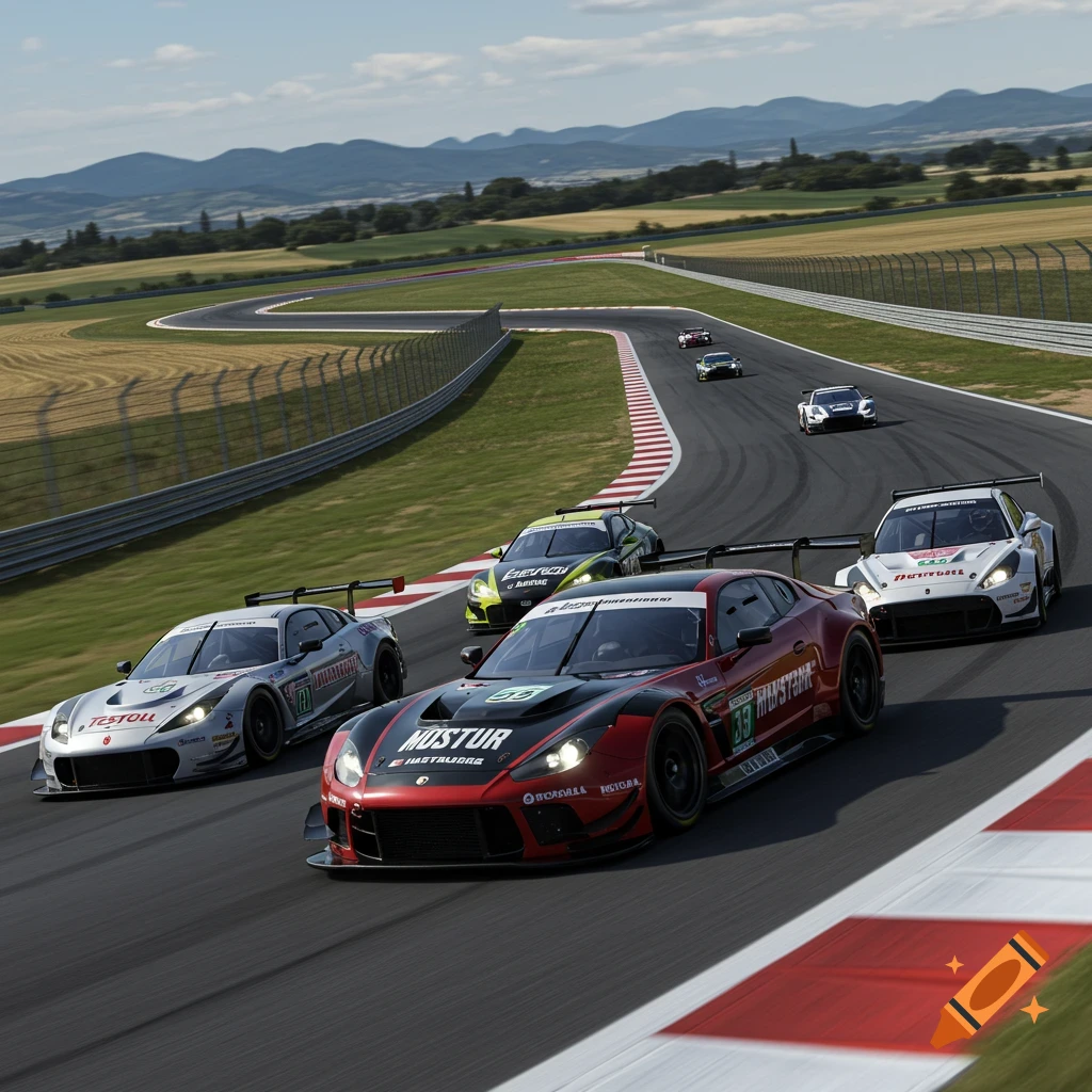 Sim race cars on track on Craiyon