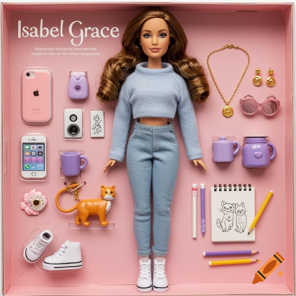 Realistic Barbie doll action figure of Isabel Grace in original ...