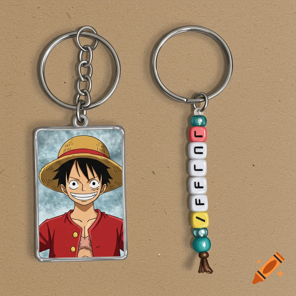 One Piece Luffy themed homemade keychain on Craiyon