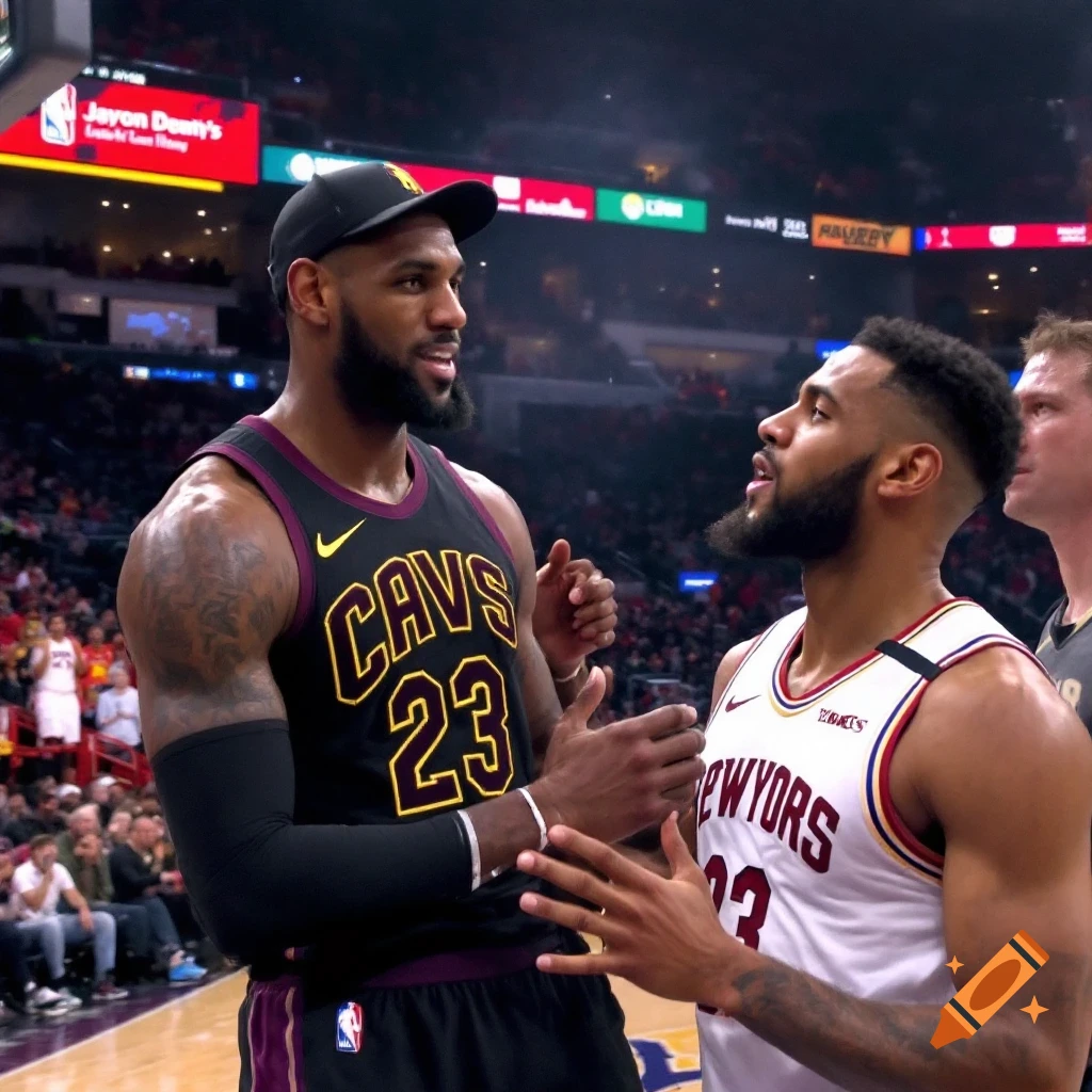 LeBron James and Stephen Curry sharing a kiss on Craiyon