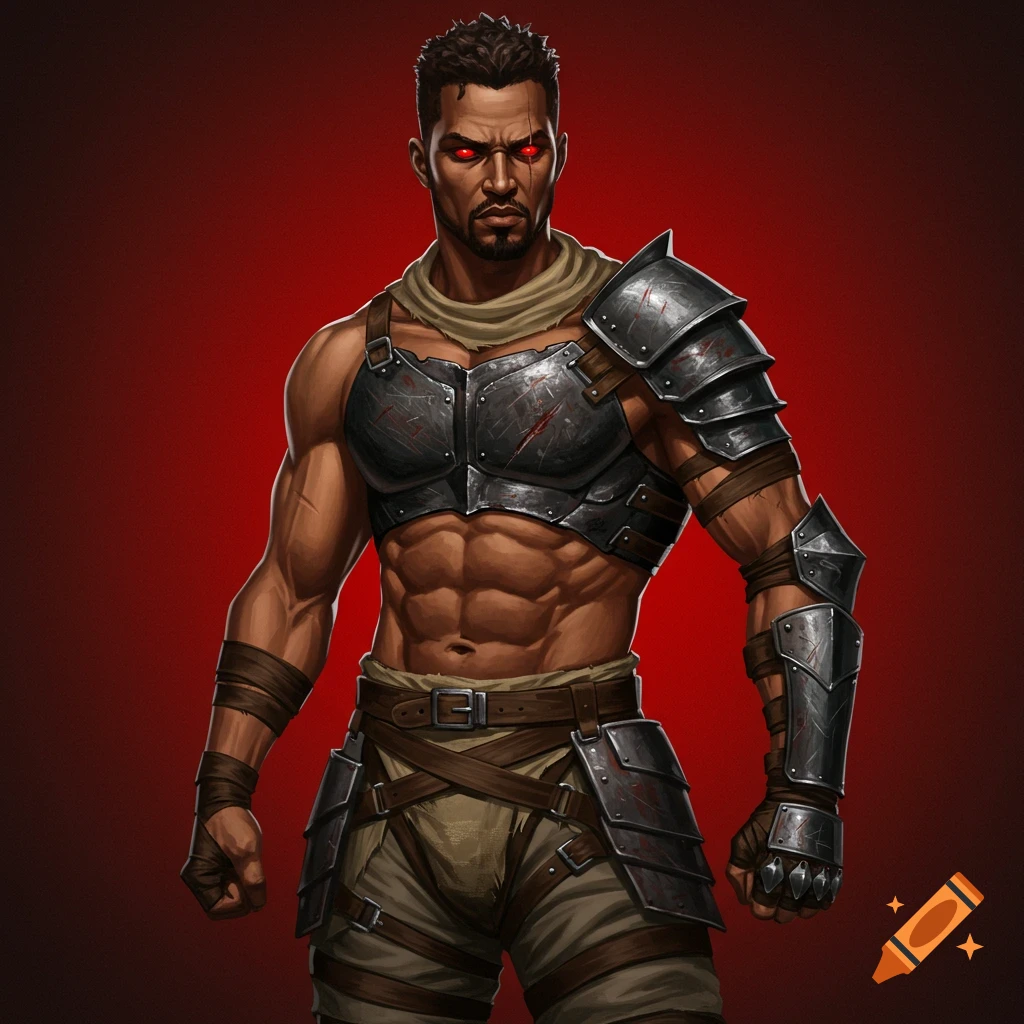 Illustration of a bearded man in futuristic armor with glasses and ...