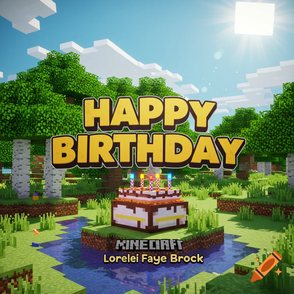 Minecraft Happy Birthday poster on Craiyon