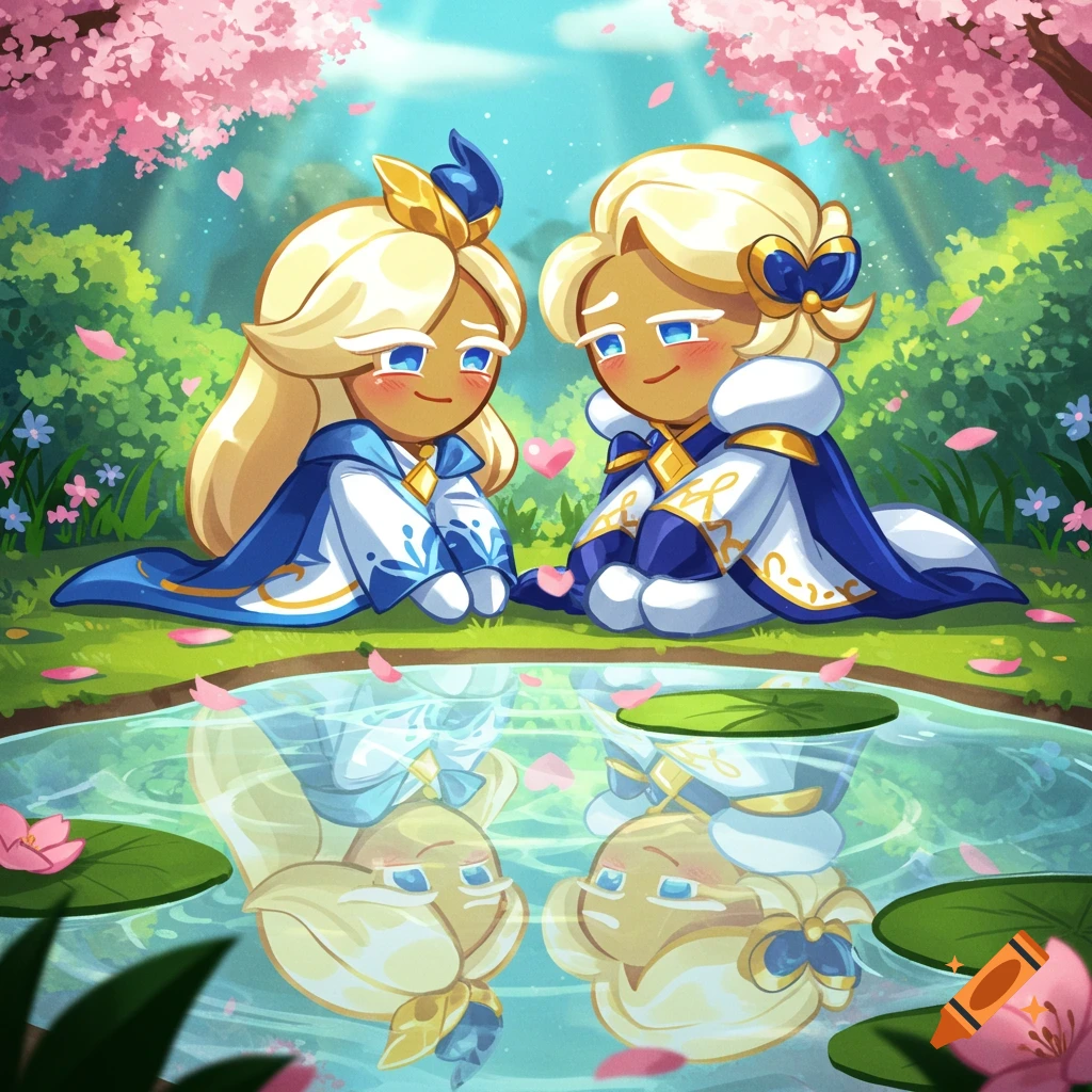 A sad cookie character in the Cookie Run Kingdom art style cries with tears streaming down their ...