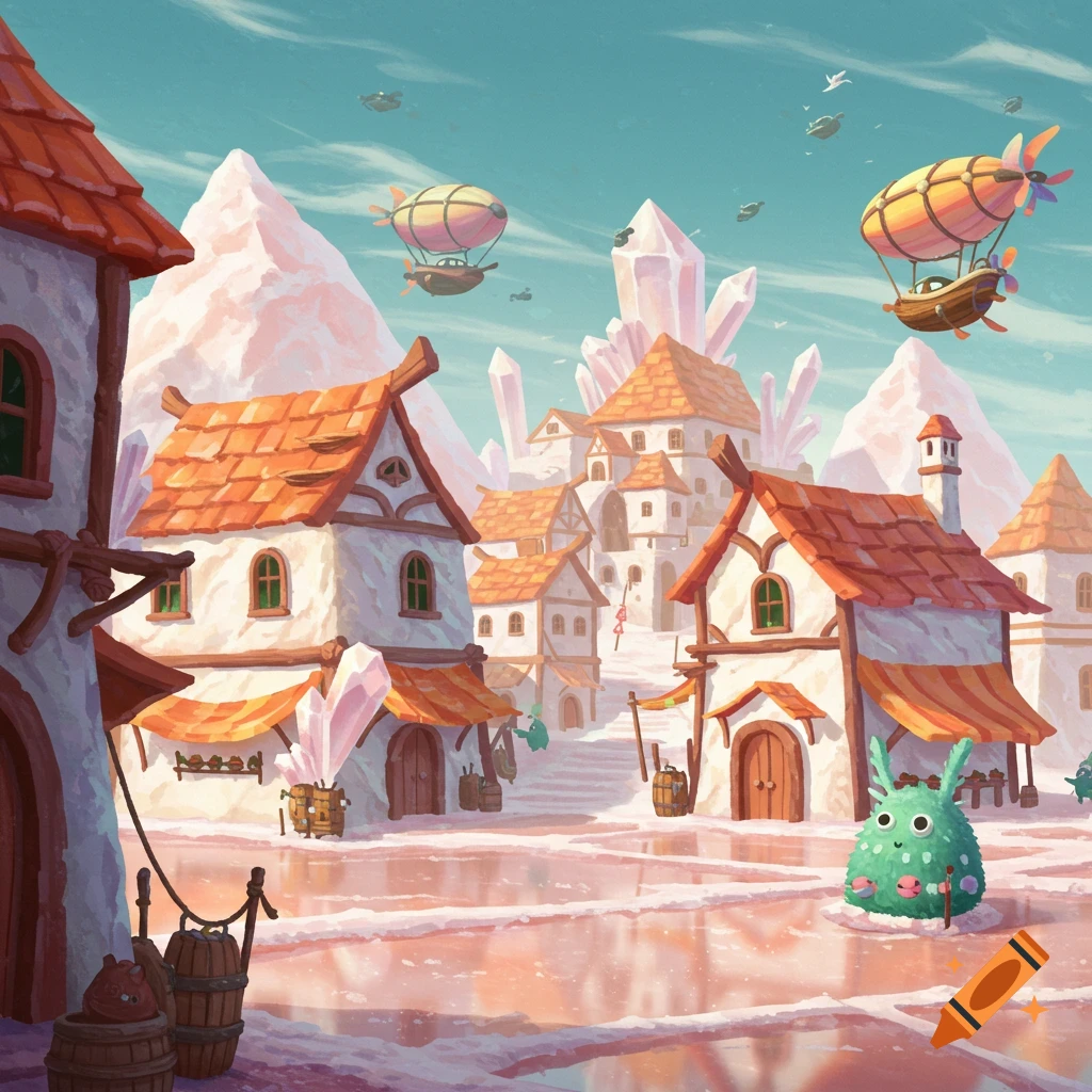 Fantasy town on salt flats on Craiyon