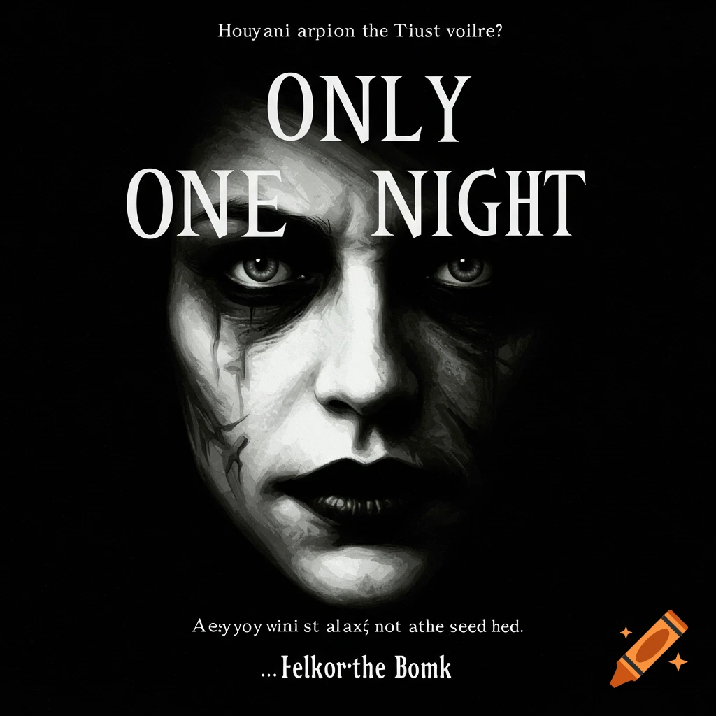 Book cover with "Only One Night" title and creepy black and white face ...