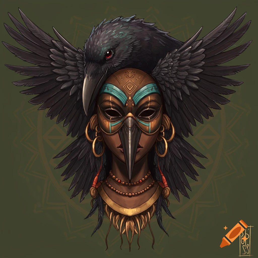 Egwugwu inspired feminine crow mask on Craiyon