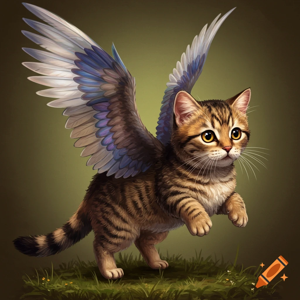 Munchkin cat with wings and human legs on Craiyon