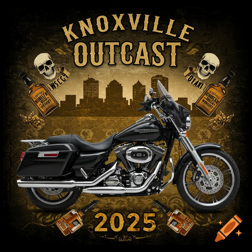 A black Harley Davidson motorcycle with skulls, whiskey bottles, and a ...