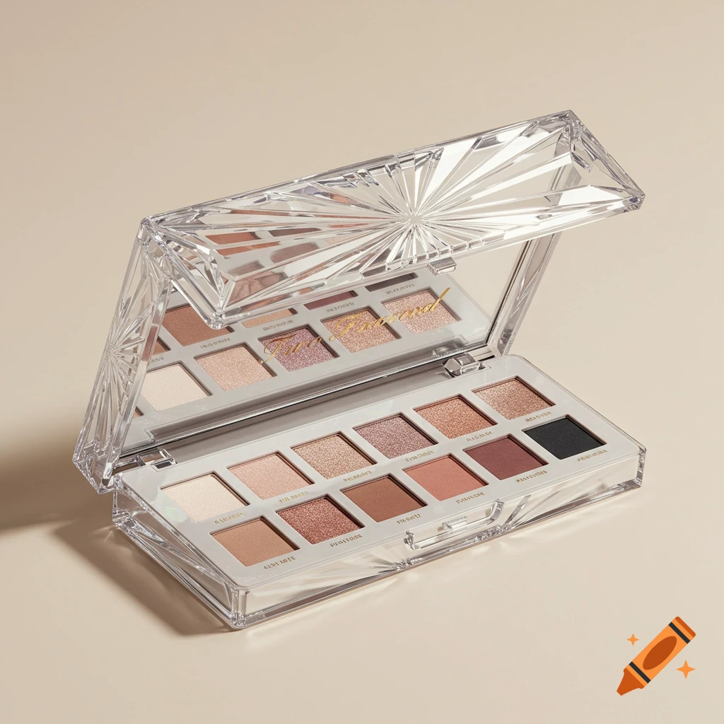 Makeup palette with crystallized exterior and minimalist design on Craiyon