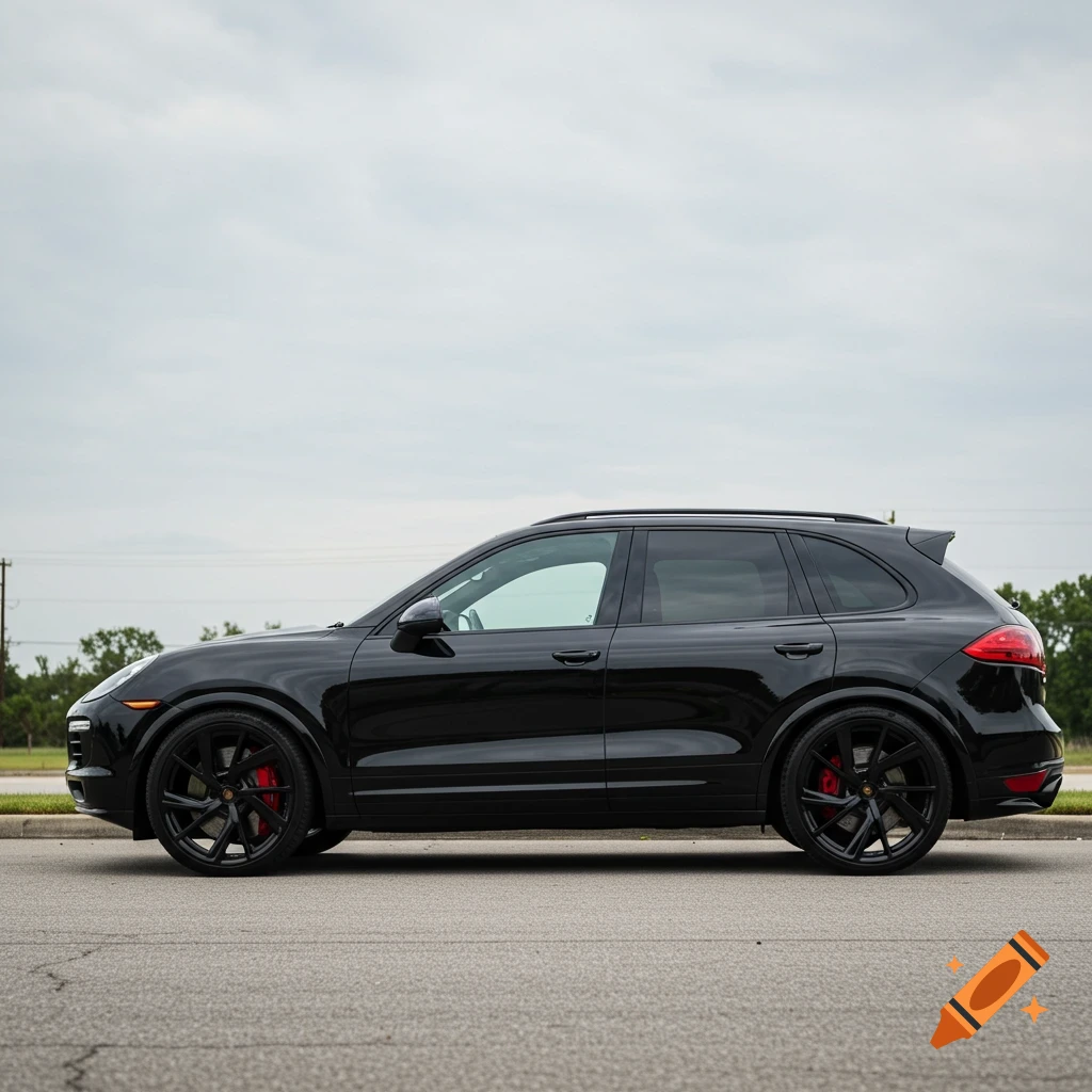 Black 2011 Porsche Cayenne Turbo with apex VS5RX wheels on Craiyon