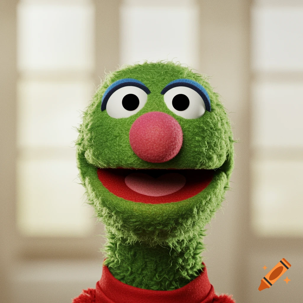 Photorealistic Muppet Green Grover Sesame Street on Craiyon