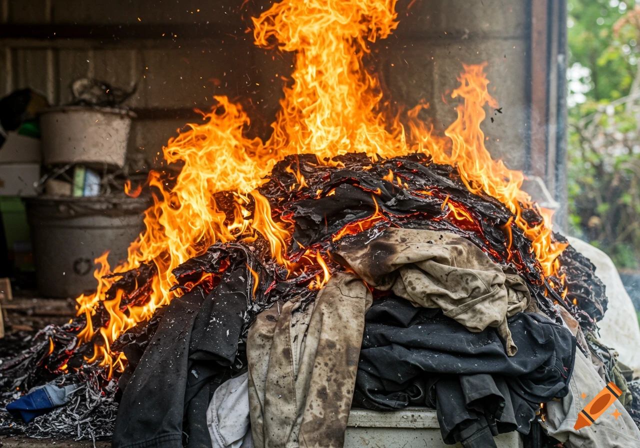 Dirty clothes on fire on Craiyon