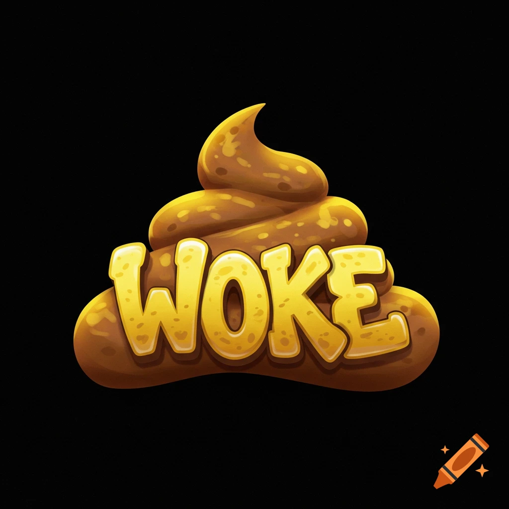 The word "woke" in the shape of the poo emoji on Craiyon