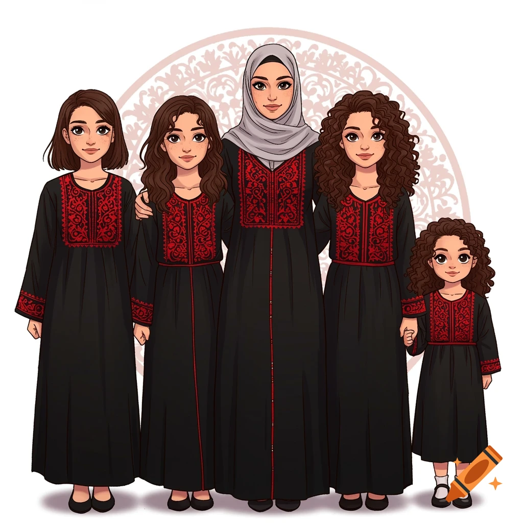 Animated portrait of a Palestinian mother and her four daughters in ...