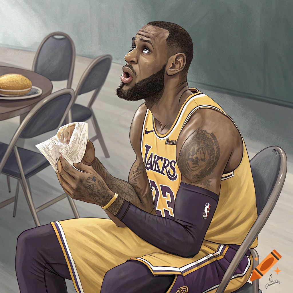 Caricature of Lebron James sitting on a toilet while holding a ...
