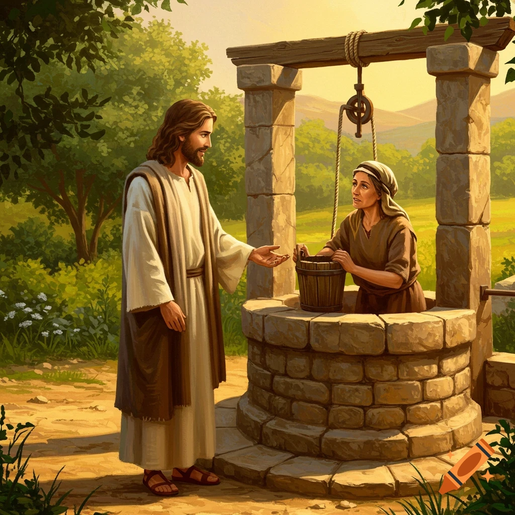 Jesus and the woman at the well on Craiyon