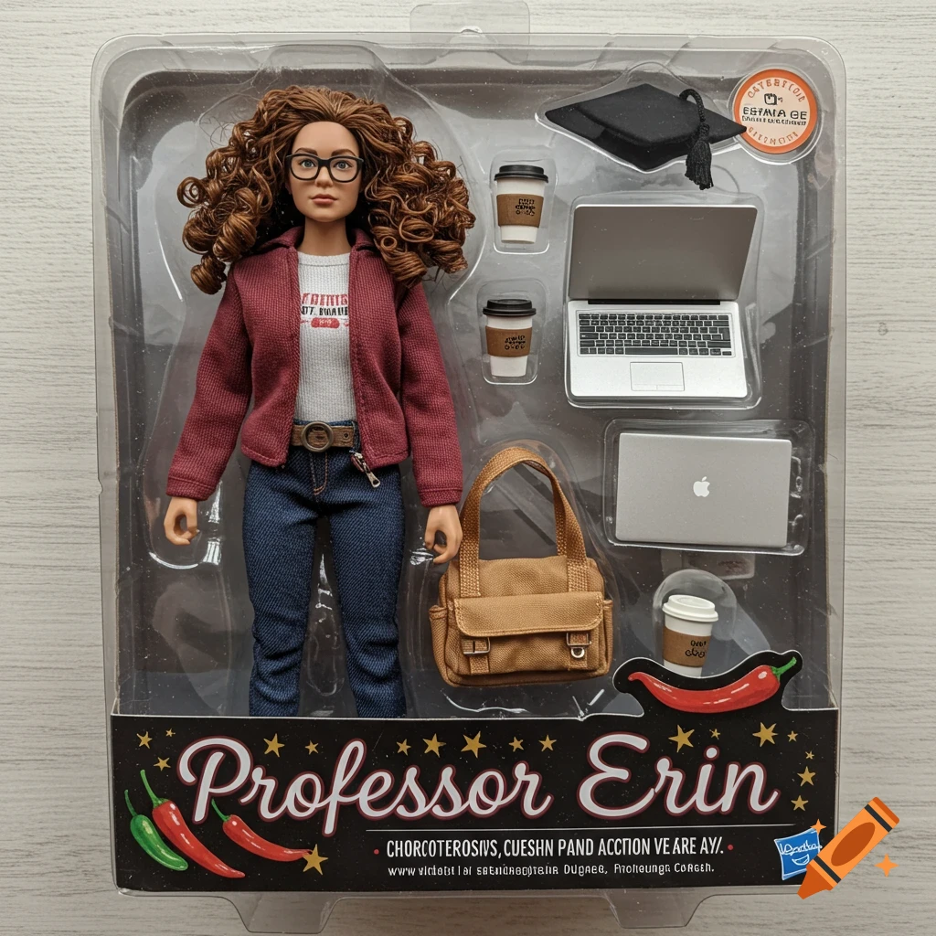 Professor Erin action figure in retail packaging on Craiyon