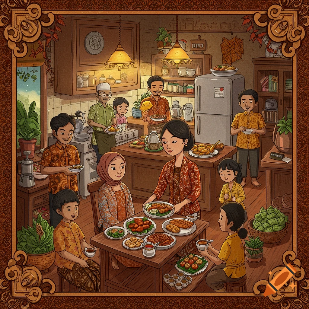 Cartoon characters eating food with text "TUNTUNG TUNG TUNG TUNG SAHUR ...