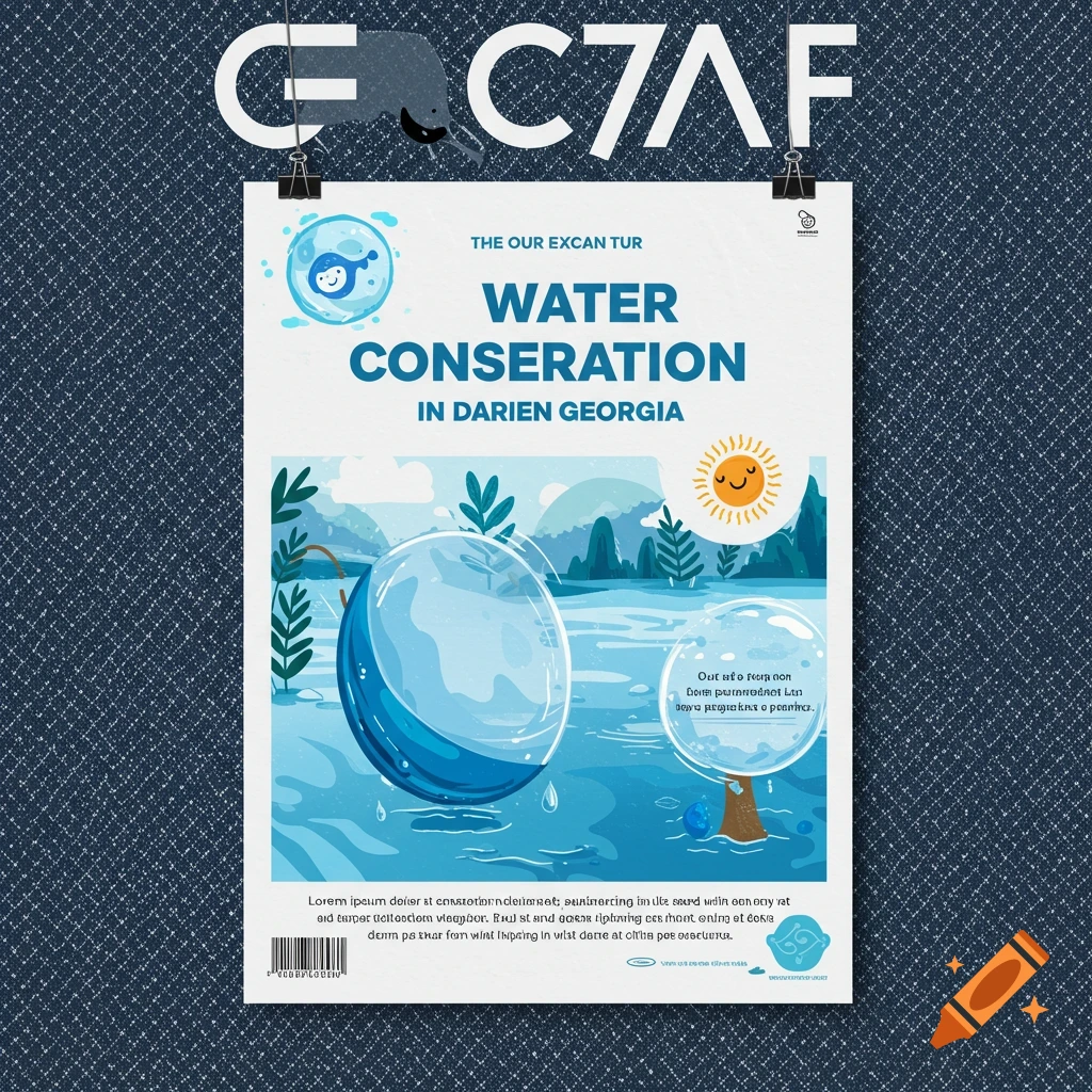 Cute poster about water conservation in Darien, Georgia with Canva ...