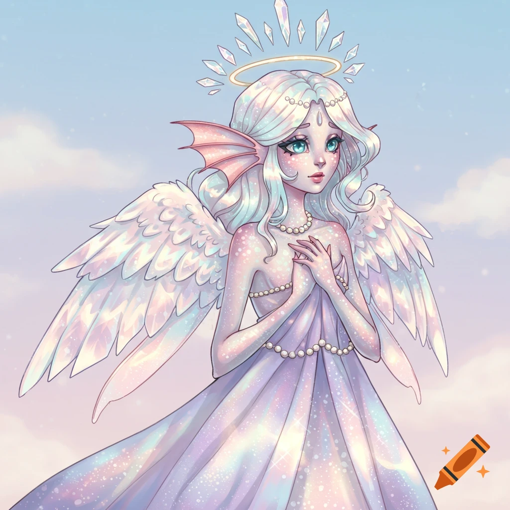 Hazbin Hotel angel OC, fish-like on Craiyon