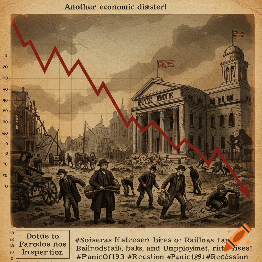 Panic of 1893 social media post about recession and bank failures on ...