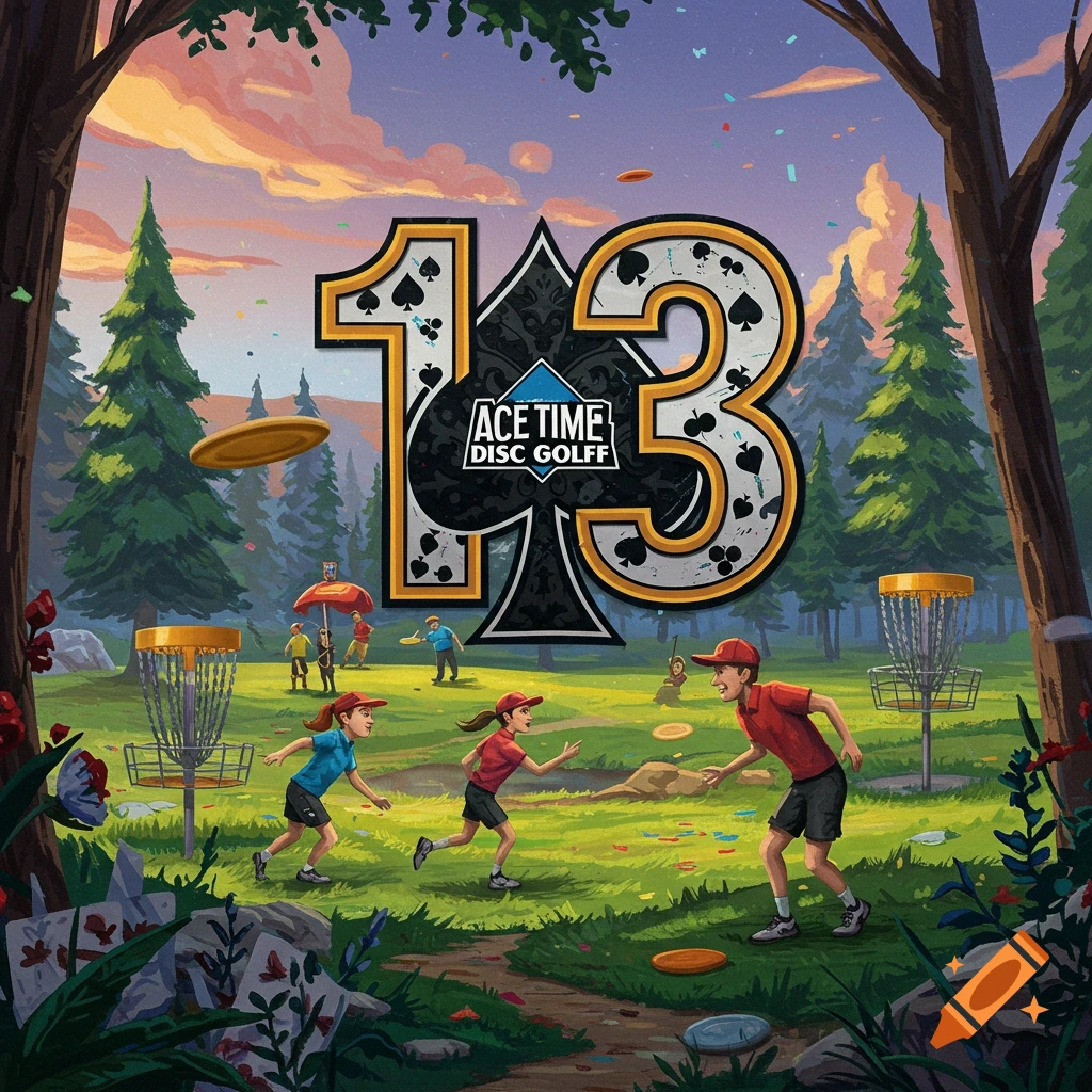 Ace Time Disc Golf anniversary graphic on Craiyon