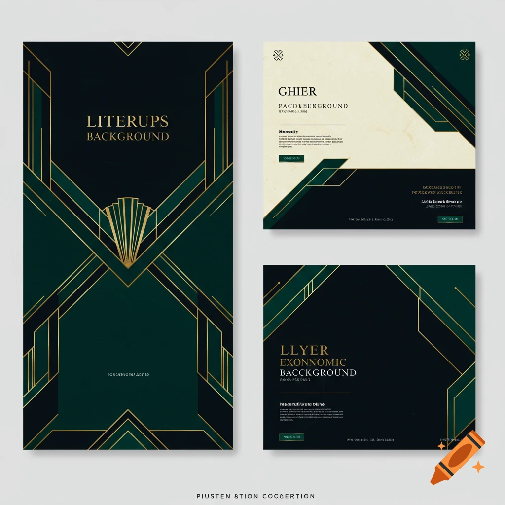 1920s Art Deco PowerPoint background with geometric patterns and gold ...