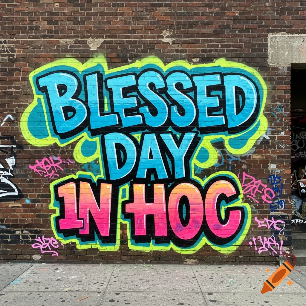 "BLESSED DAY IN HOC" graffiti in NYC on Craiyon