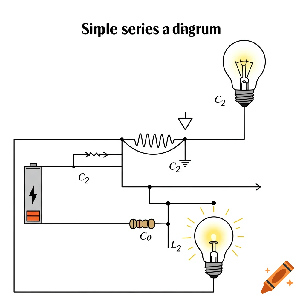 Circuit diagram showing a battery, open switch, and three light bulbs ...