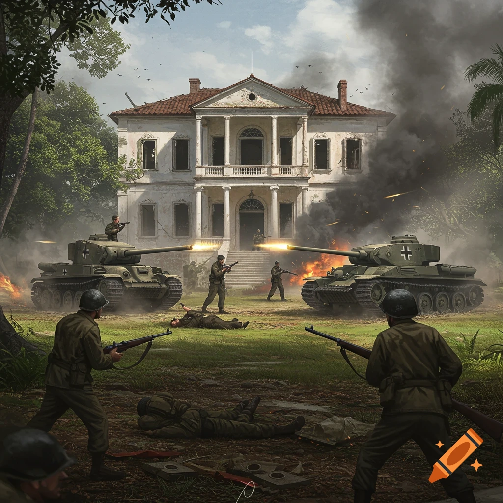 War in Brazil, 1948, Americans fighting German defectors with tanks in ...