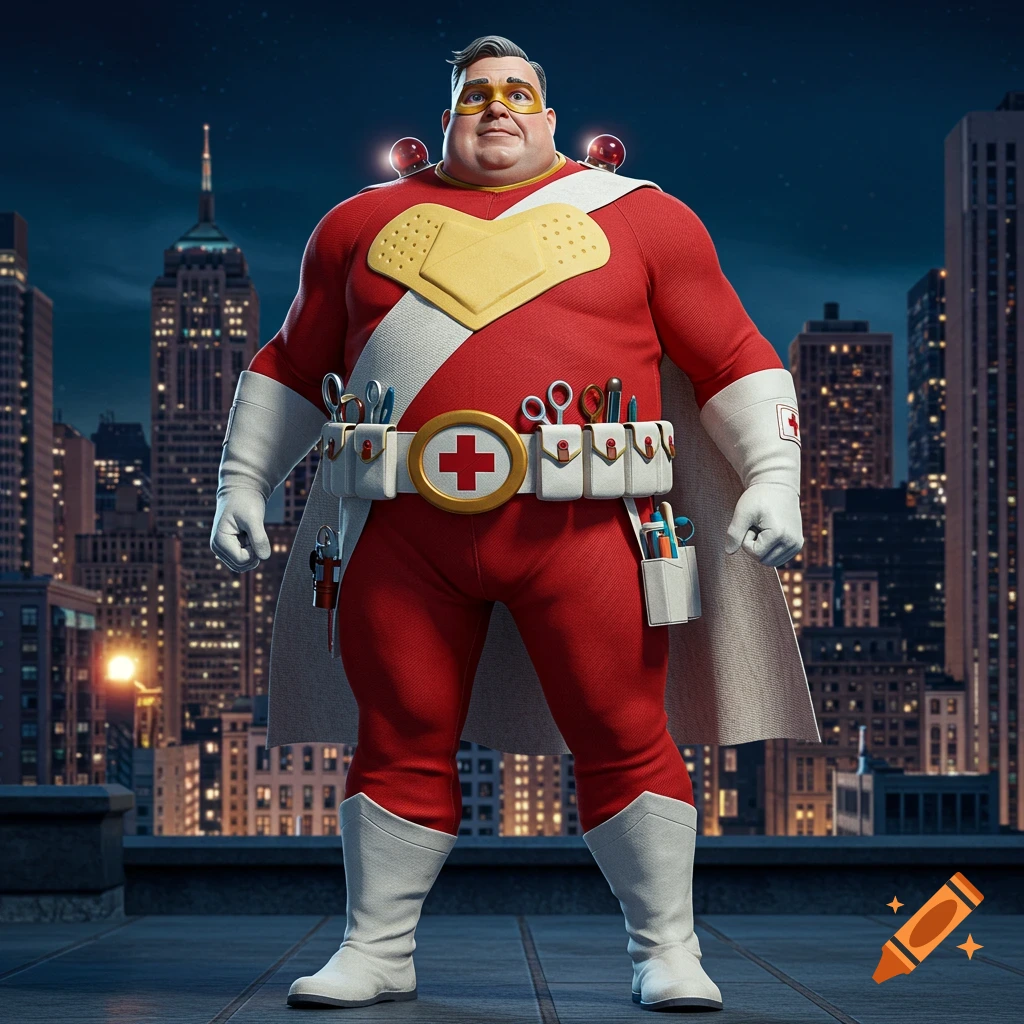 Bandage Bill superhero comic illustration on Craiyon