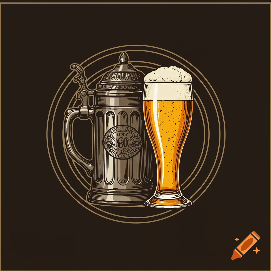 Vintage beer flute bar logo on Craiyon