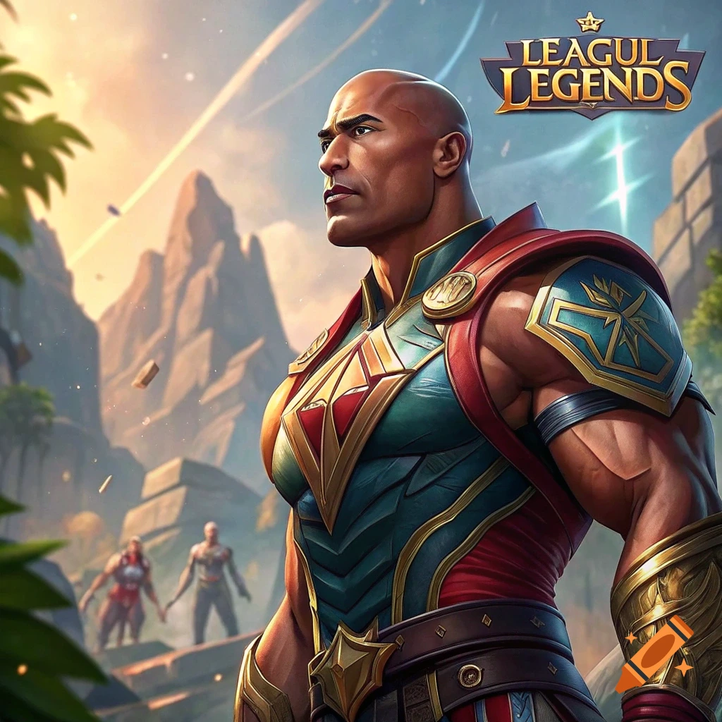 Dwayne 'The Rock' Johnson as a League of Legends character on Craiyon