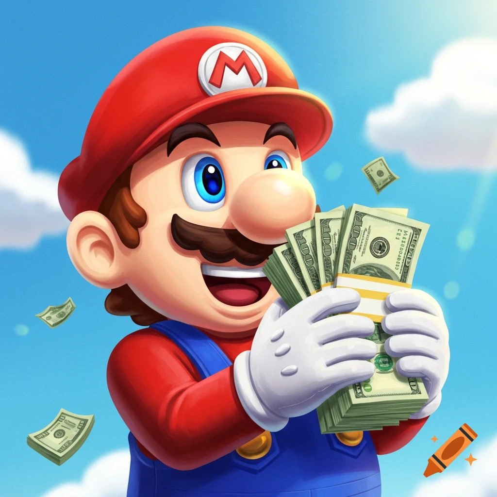 Dark stylized depiction of grotesque, evil Mario characters holding a ...