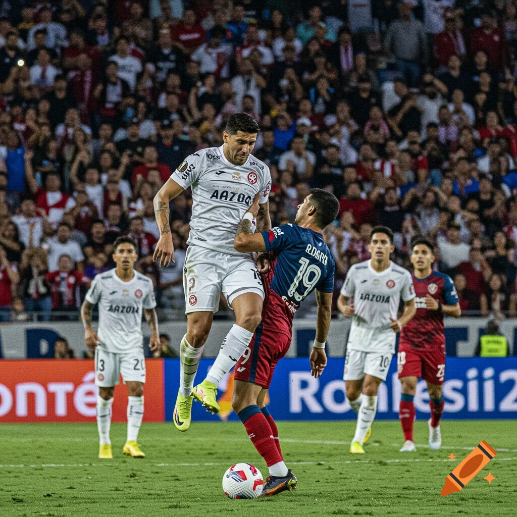Drawing of an exciting football match between two local teams. on Craiyon