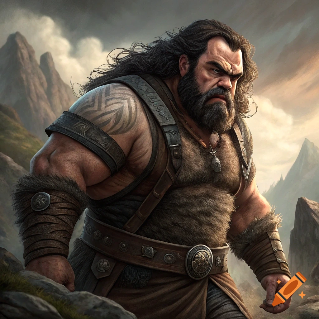 Dwarf with crooked nose, scar, greasy hair, and tangled beard. on Craiyon